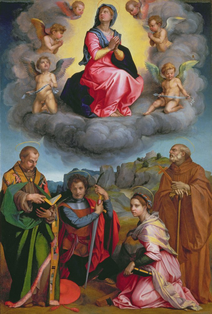 Madonna in Herrlichkeit mit vier Heiligen